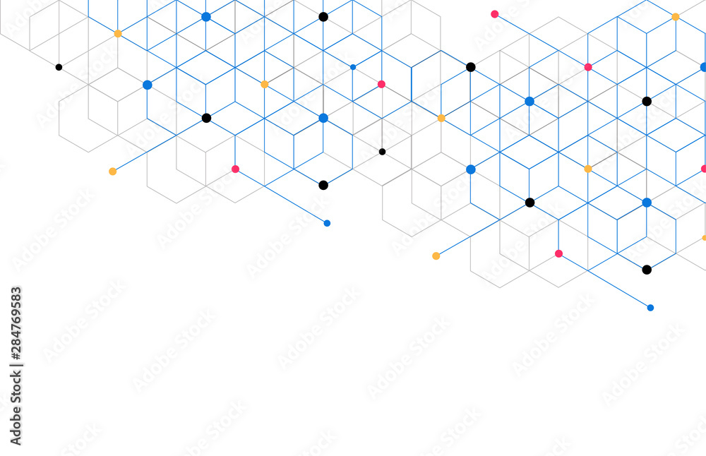 Abstract geometric boxes pattern dot line connection background. Modern ...