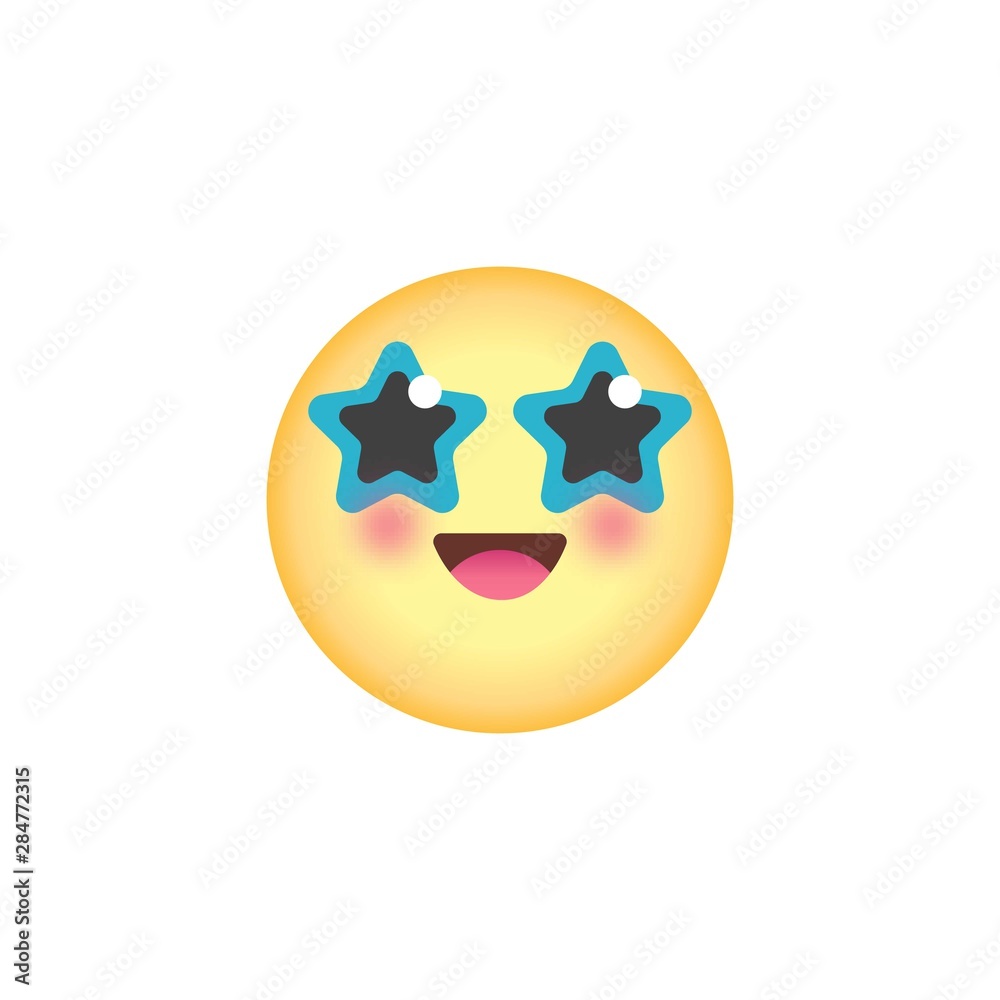 Starry Eyed emoticon flat icon, Excited face emoji vector sign ...