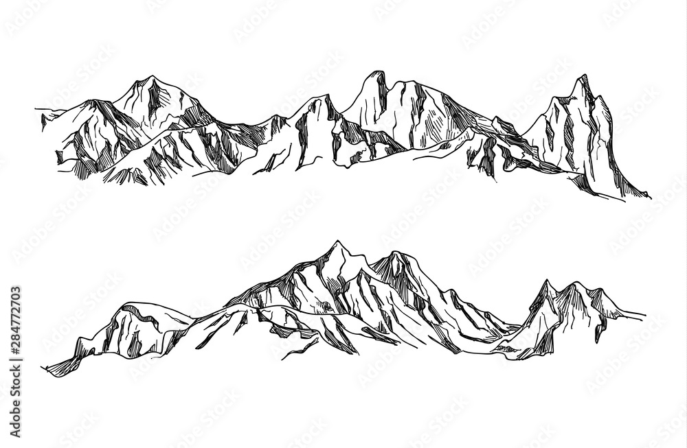 Vector Hand drawn illustration mountains Stock Vector | Adobe Stock