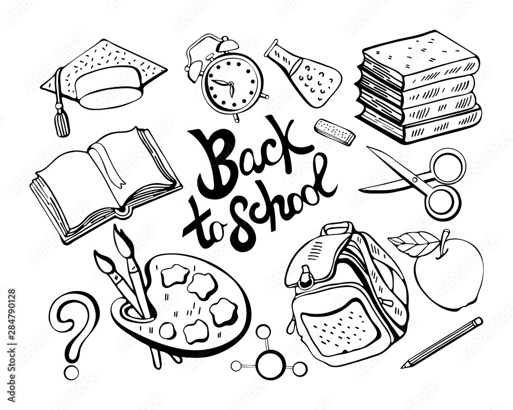 School Supply Clip Art Black And White