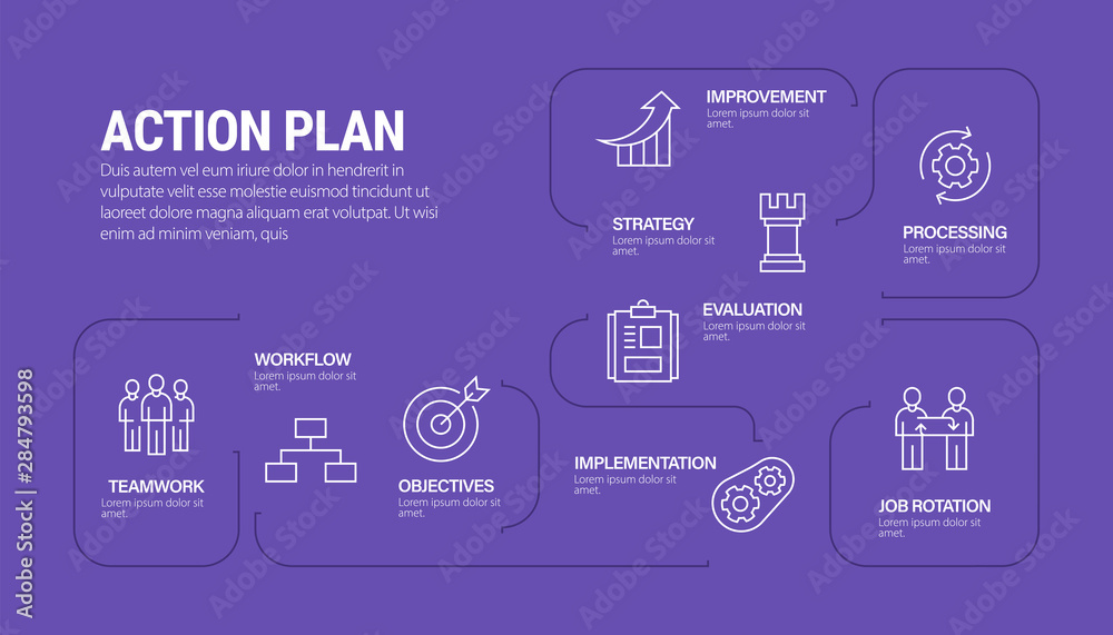 Action Plan Vector Concept and Infographic Design Elements in Linear ...