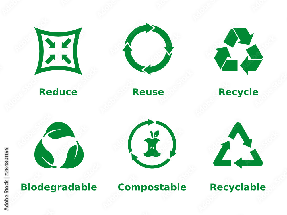 Plakat Reduce, reuse, recycle, biodegradable, compostable, recyclable ... Plakat Reduce, reuse, recycle, biodegradable, compostable, recyclable ...