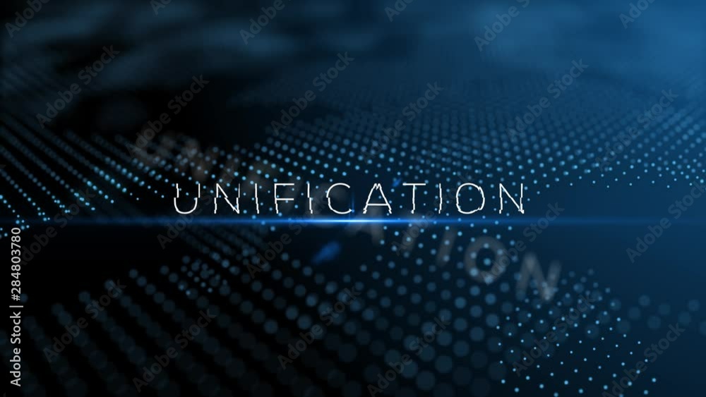 Unification modern intro text 3D animation with lens flare and depth of ...