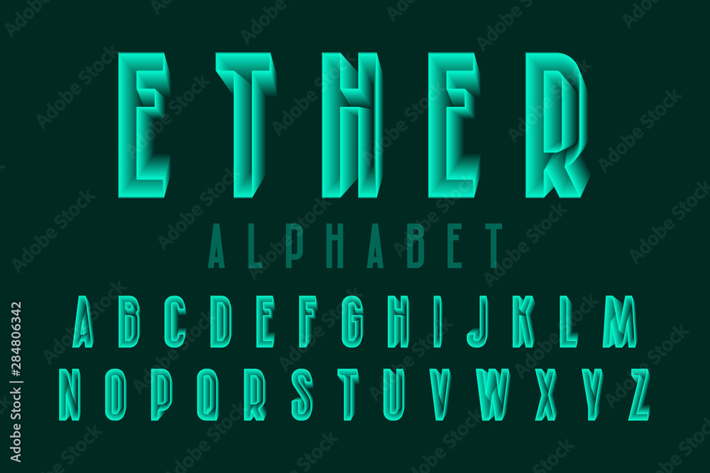 Photo & Art Print Ether alphabet of green translucent letters, PerepadiaY