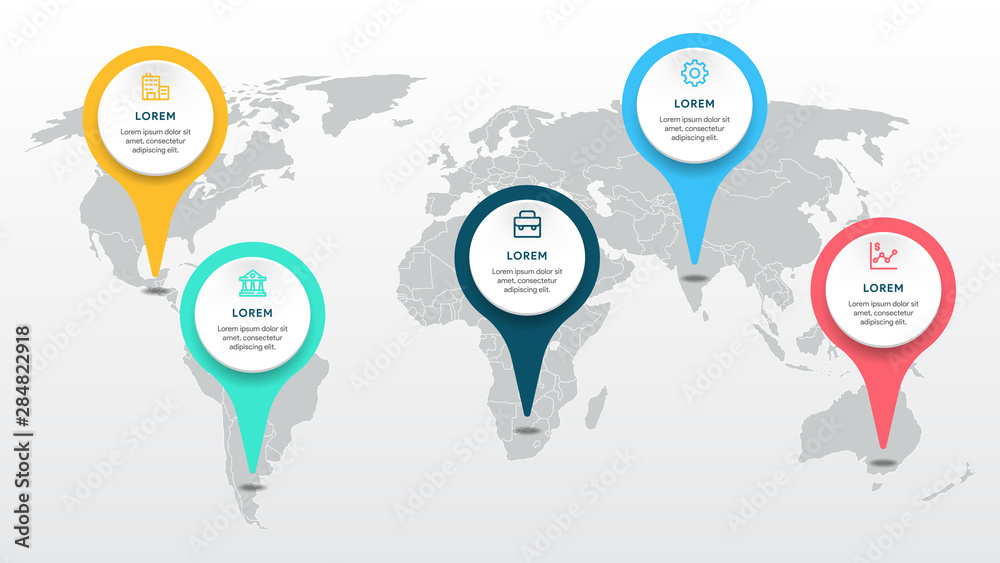 World Map Infographics Vector for Presentation and Slide Show. WIth ...
