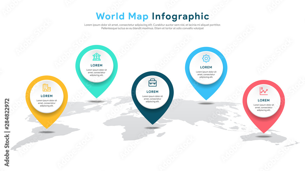 World Map Infographics Vector for Presentation and Slide Show. WIth ...