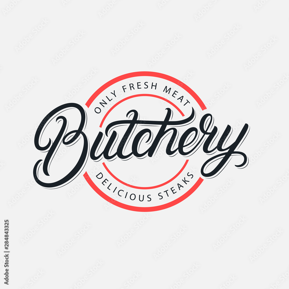 Butchery hand written lettering logo Stock Vector | Adobe Stock