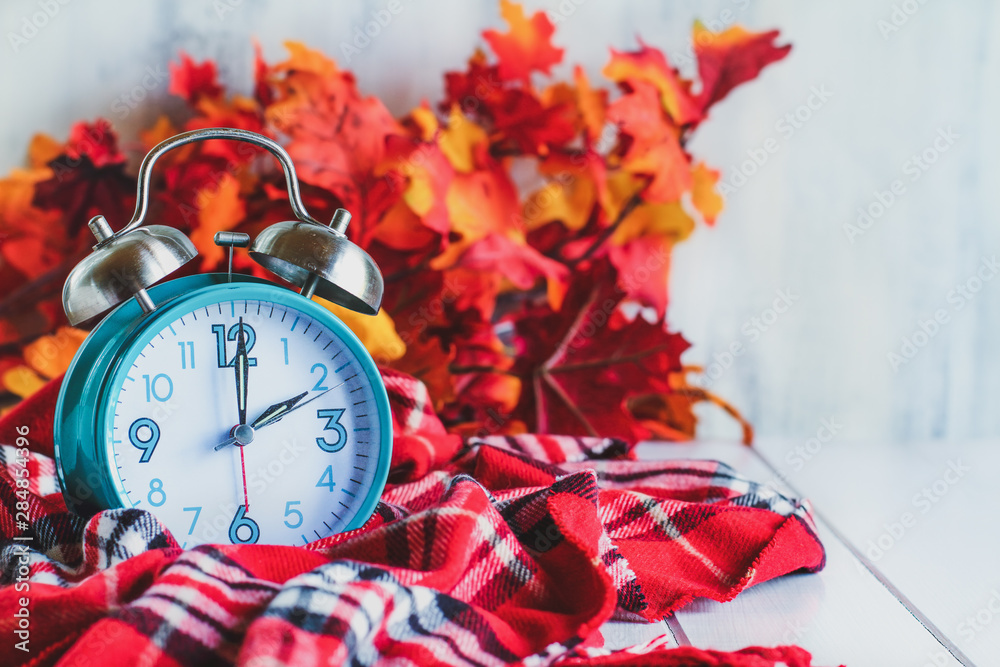 Daylight savings time concept. Set your clocks back with this retro ...