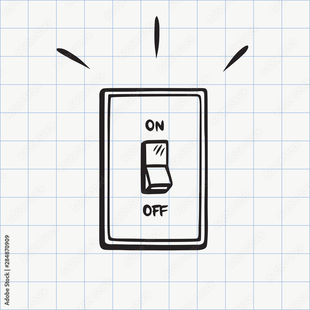 Light switch doodle icon. Hand drawn sketch in vector Stock Vector ...