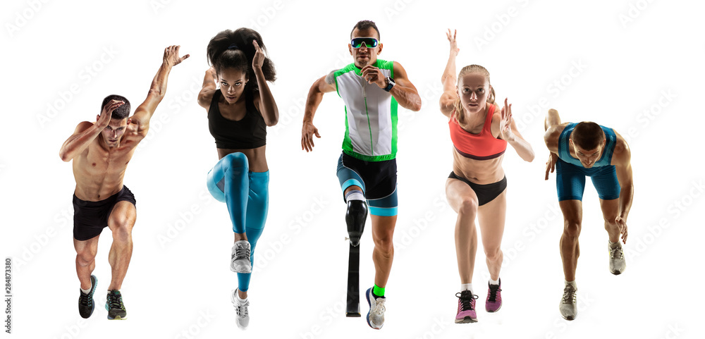 Photo & Art Print Creative collage of photos of 5 models running and ...