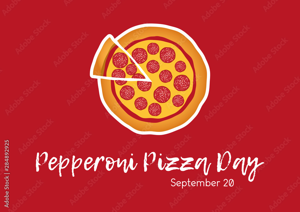 National Pepperoni Pizza Day vector. Salami pizza vector. Pepperoni ...