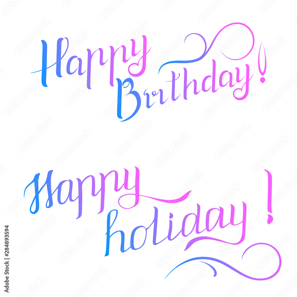 vector greeting lettering in pink and blue on a white background ready ...