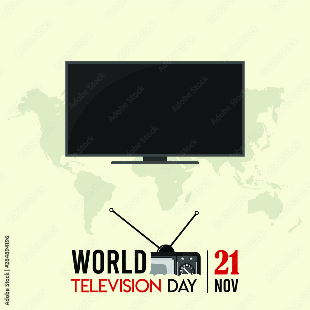 World Television Day with modern LED TV and world map and "World ...