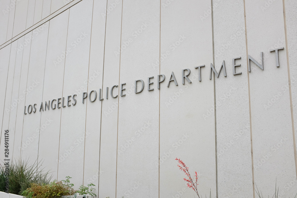 LOS ANGELES, SEPT 2, 2018: Los Angeles Police Department sign on the ...