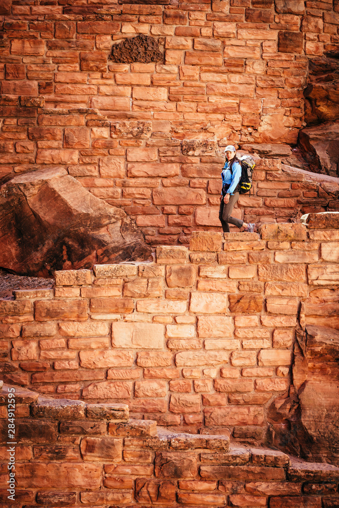 After hiking to Angels Landing, a woman descends Walter's Wiggles, Zion ...