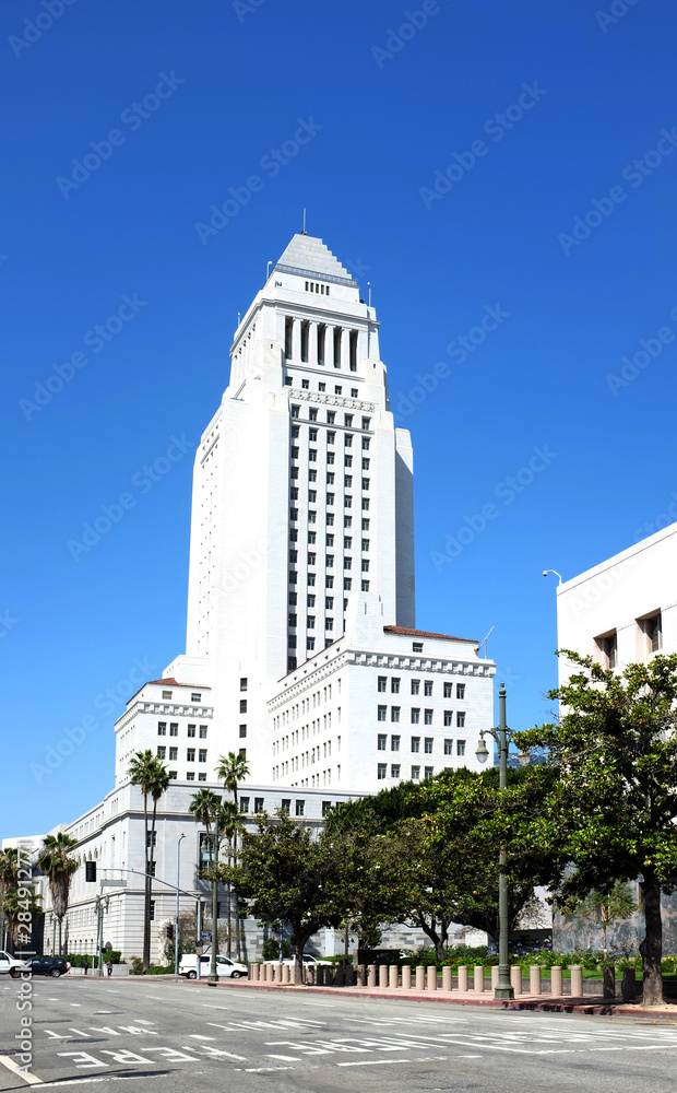 LOS ANGELES - JUNE 12, 2018: Los Angeles City Hall building is the ...