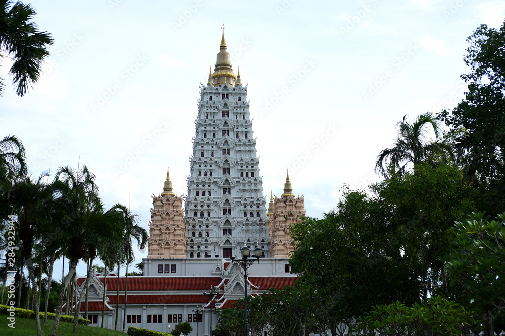 Thai pattern with gold color decoration.A beautiful temple with clear ...