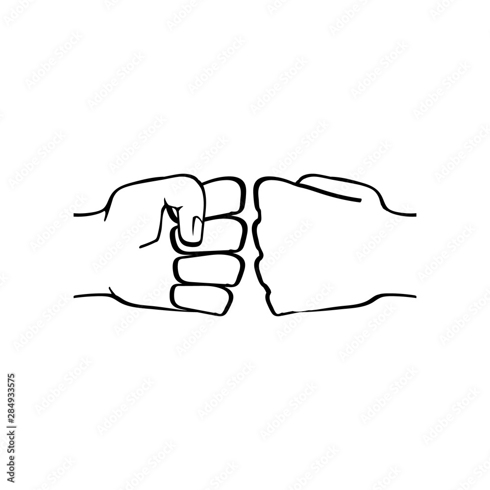 Two clenched fists bumping. Conflict, protest, brotherhood or clash ...