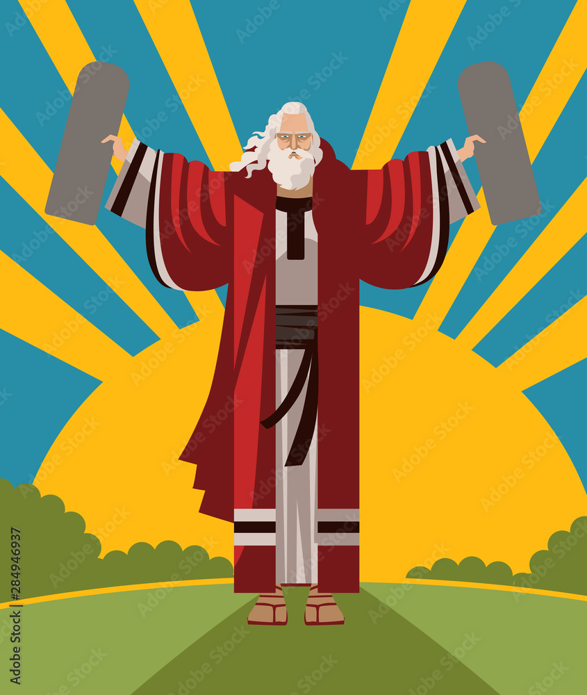 moses with the Ten Commandments tablets Stock Vector | Adobe Stock