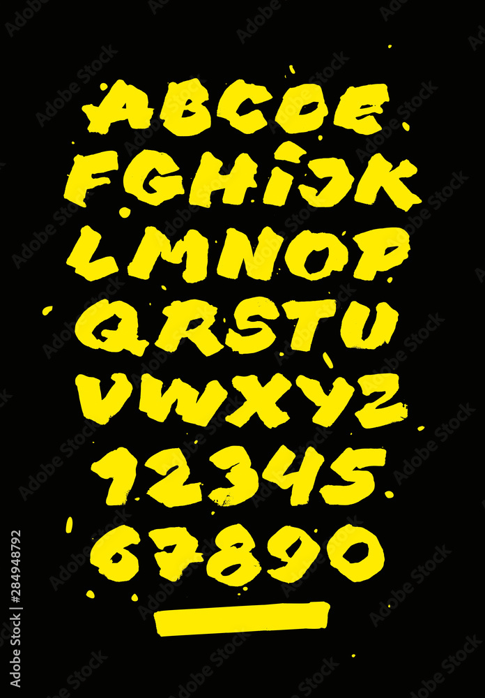 Brush calligraphy hand lettering font. Letters and numbers. Vector ...
