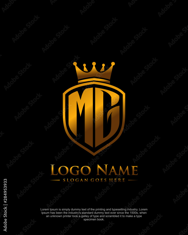 initial MG letter with shield style logo template vector Stock Vector ...