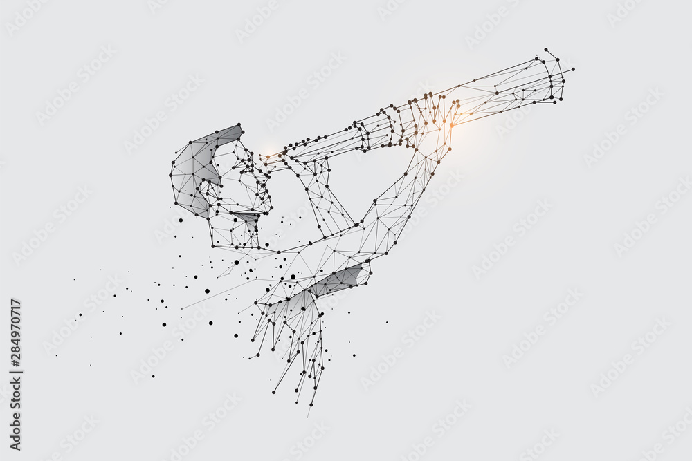 The particles, geometric art, line and dot of engineering Stock Vector ...