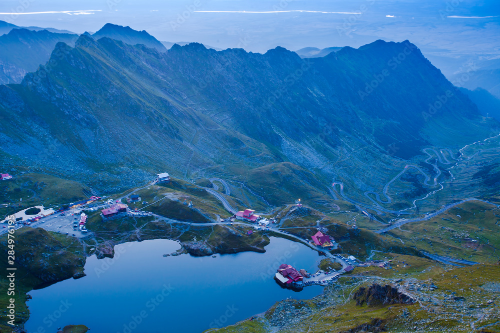Balea lake and Transfagarasan road in Fagaras mountain. Romania at ...