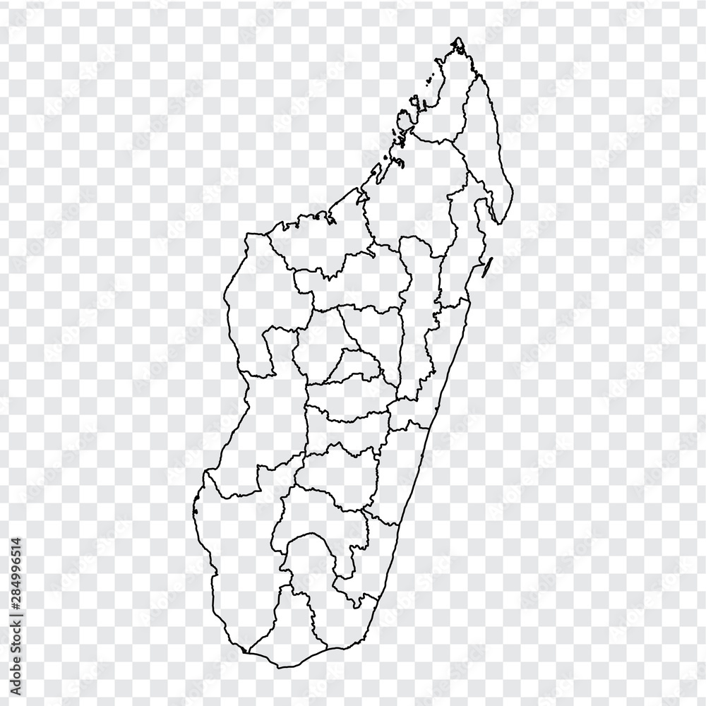 Blank map Republic of Madagascar. High quality map of Madagascar with ...
