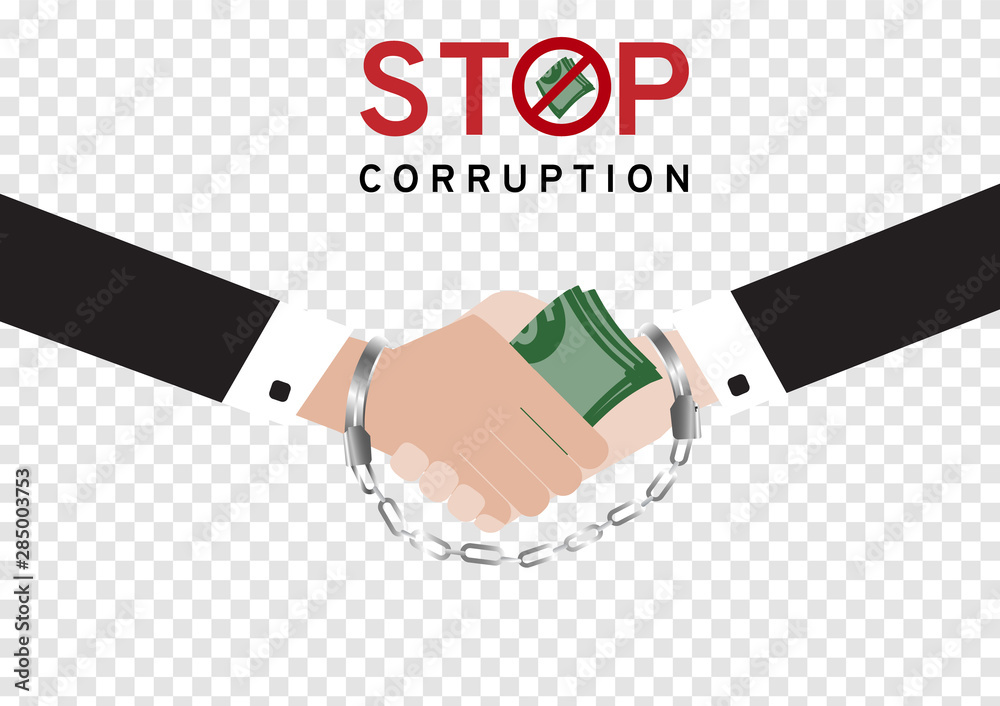 Business man in suit are handcuffed while giving or paying money for ...