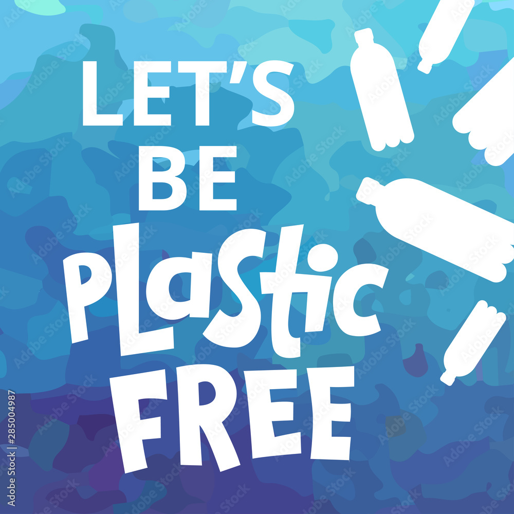 Let's be plastic free square vector image. The environment protection ...