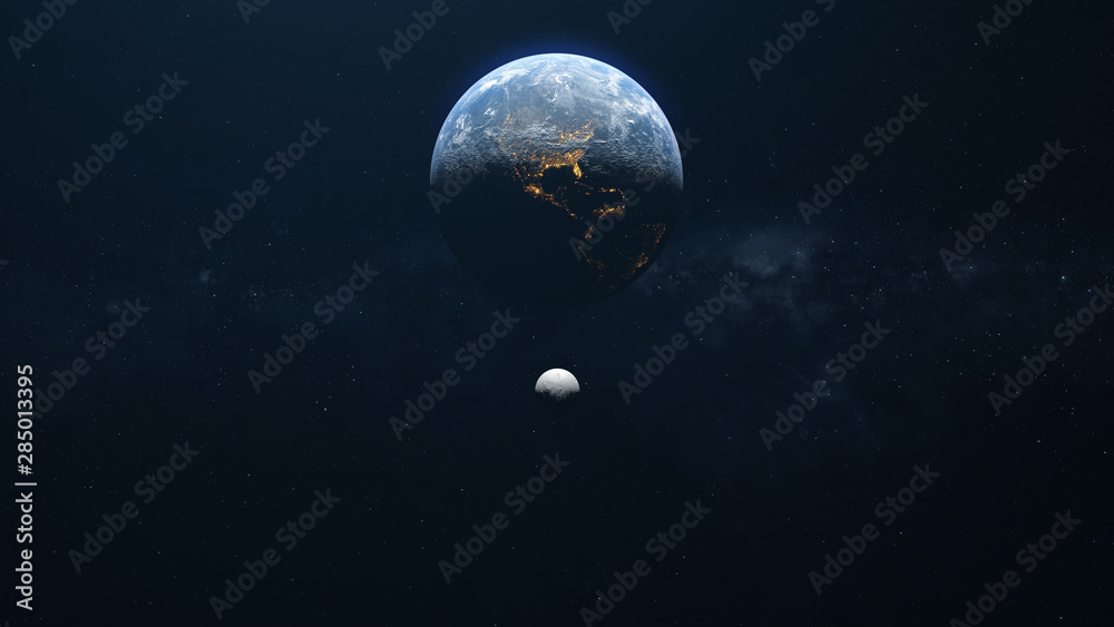 Earth And Moon Top View Background Stock Illustration | Adobe Stock