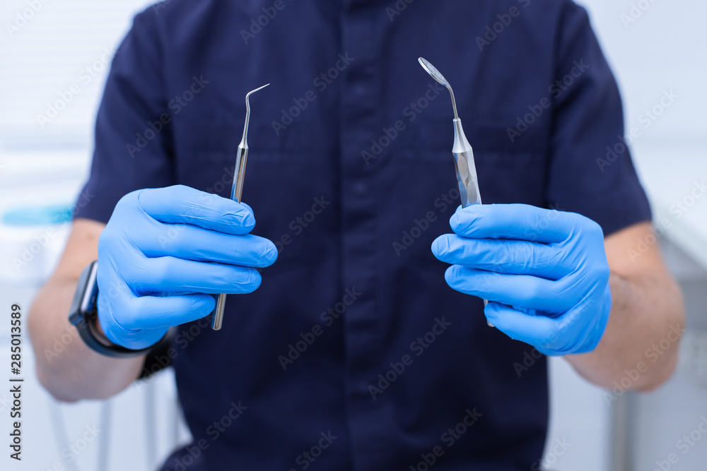 Dental polymerization lamp with UV light and laser. Stomatological ...