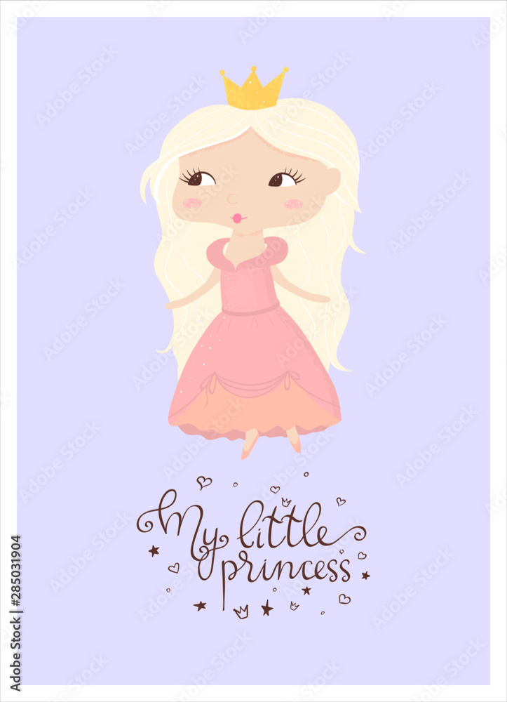 Greeting card for a girl with a princess and hand drawn phrase - My ...