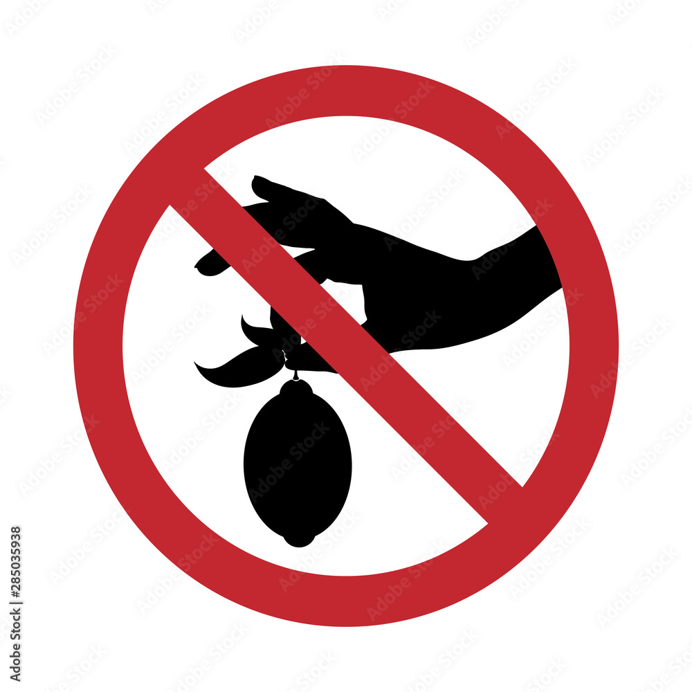 Vector silhouette no tear the fruit mark on white background. Symbol of ...