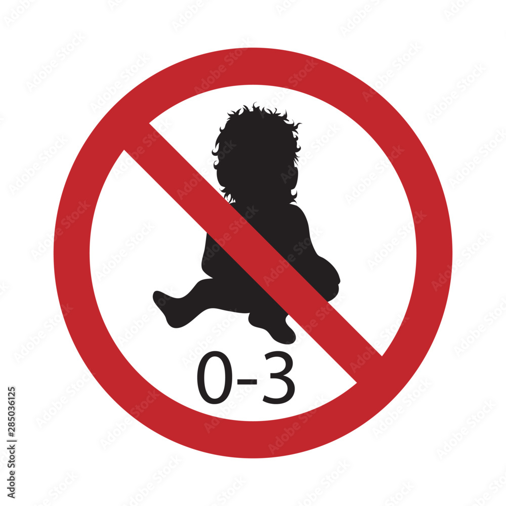 Vector silhouette not for children under 3 years on white background ...
