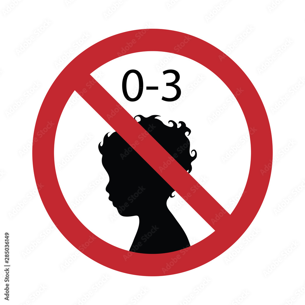 Vector silhouette not for children under 3 years on white background ...