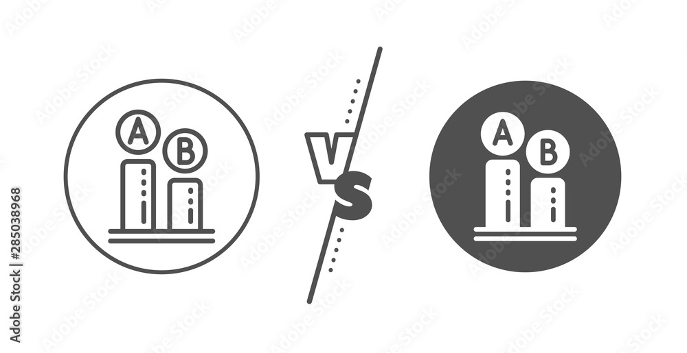 Ui test chart sign. Versus concept. Ab testing line icon. Line vs ...