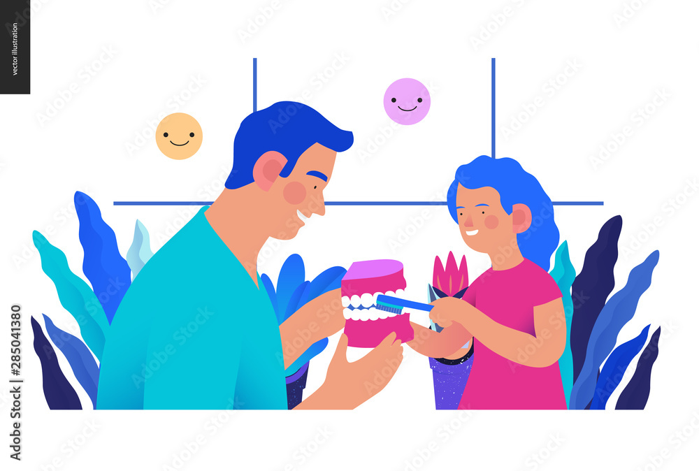 Pediatric dentistry -medical insurance illustration -modern flat vector ...