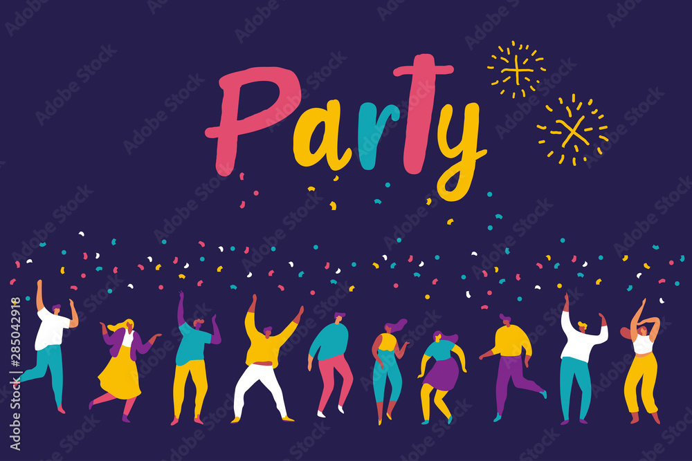 Young People dancing and have fun. Party, celebration, event horizontal ...