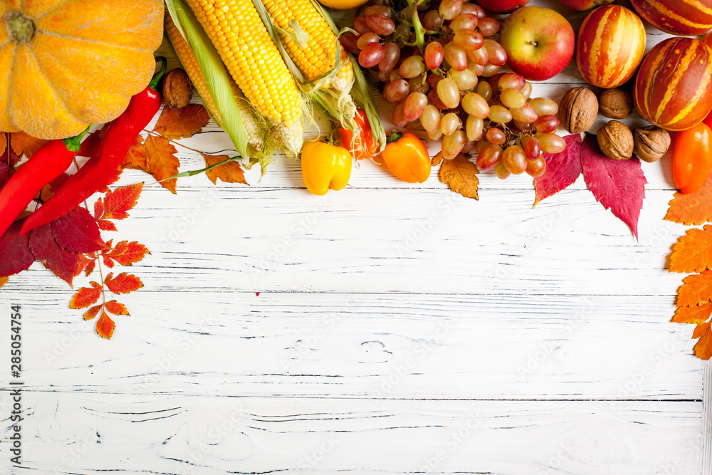 The table, decorated with vegetables and fruits. Harvest Festival ... The table, decorated with vegetables and fruits. Harvest Festival ...