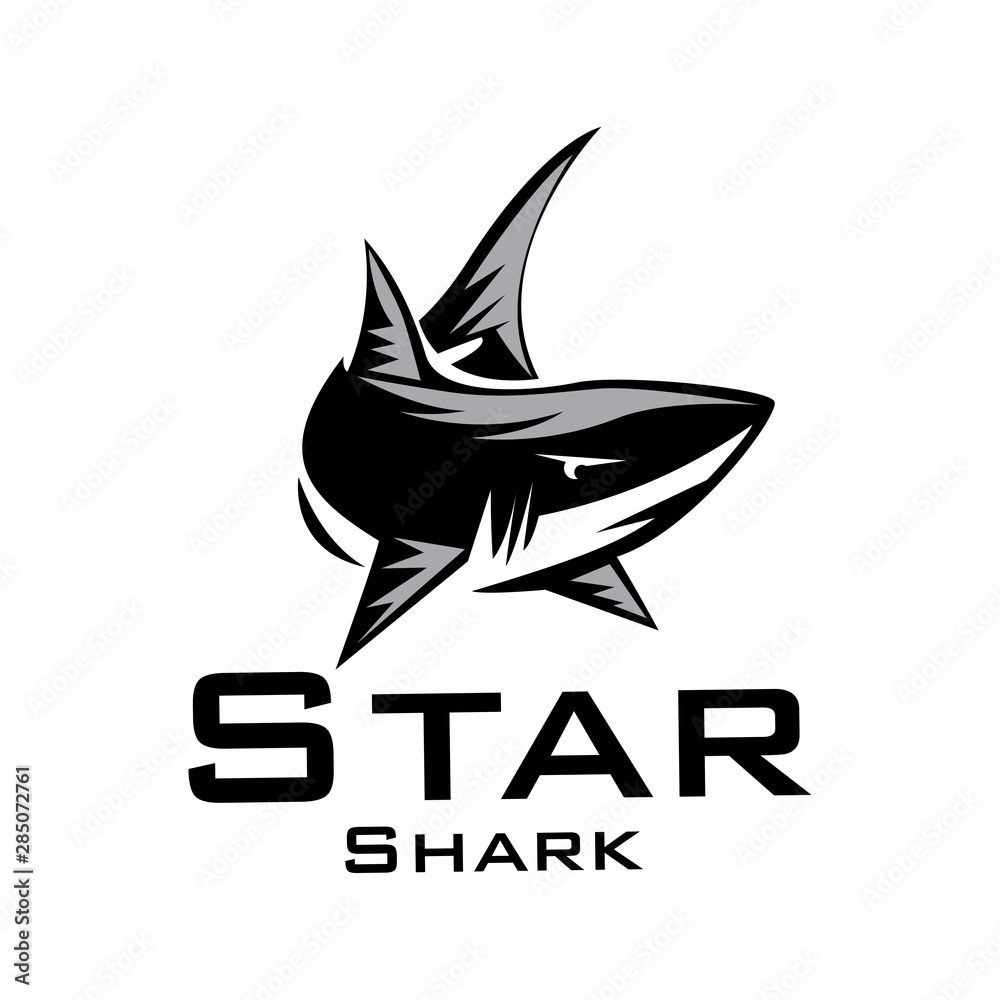 Star shark logo swimming design inspiration Stock Vector | Adobe Stock