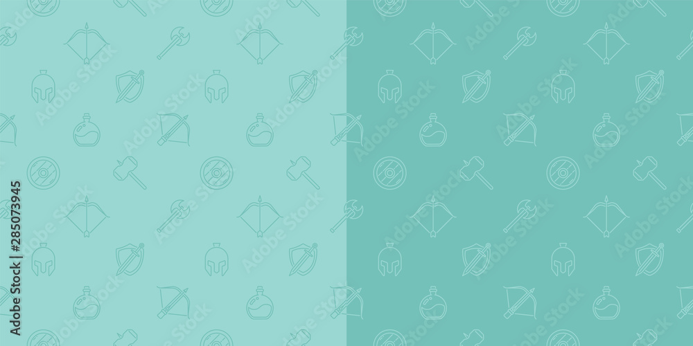 Vector MMORPG video game and esport set outline seamless pattern ...