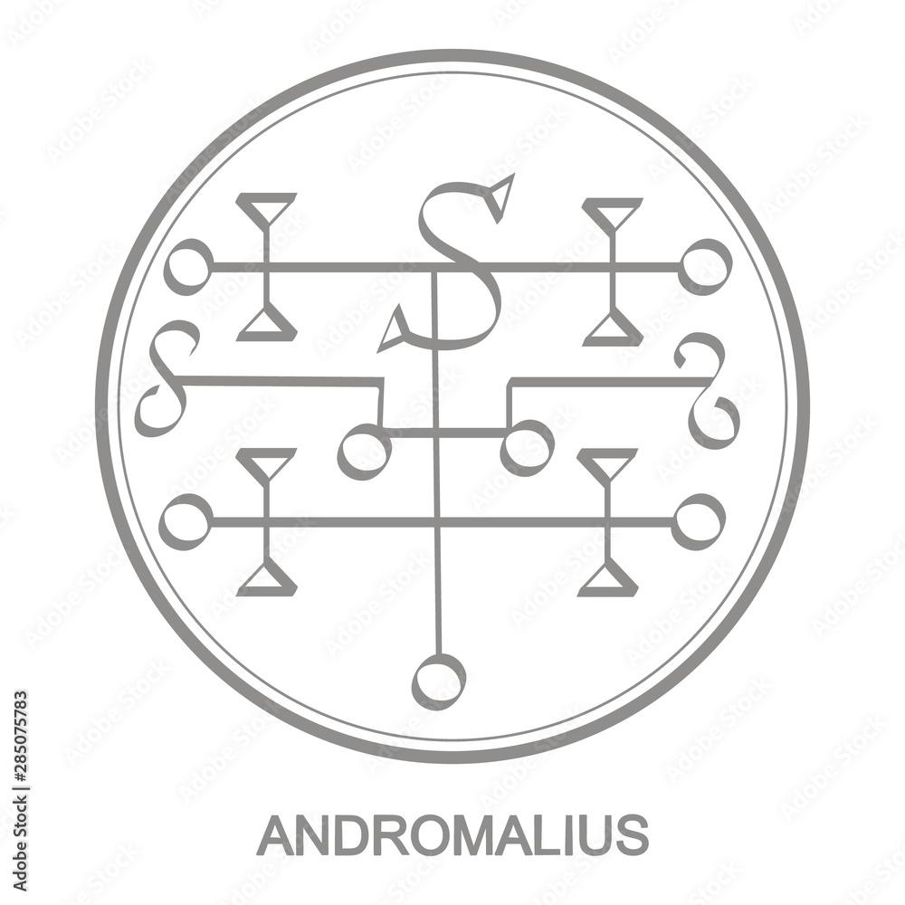 Vector icon with symbol of demon Andromalius. Sigil of Demon ...