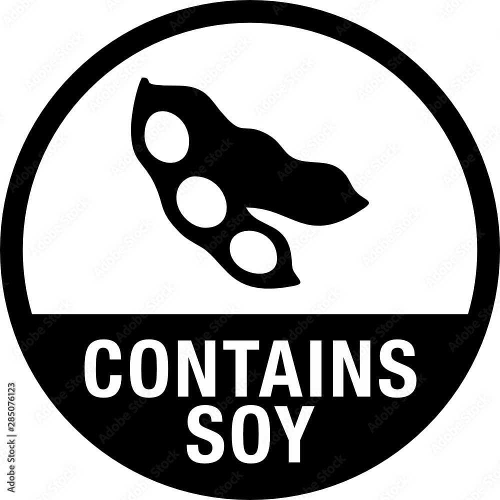Contains Soy Symbol for Food Packaging with Label Stock Vector | Adobe Stock