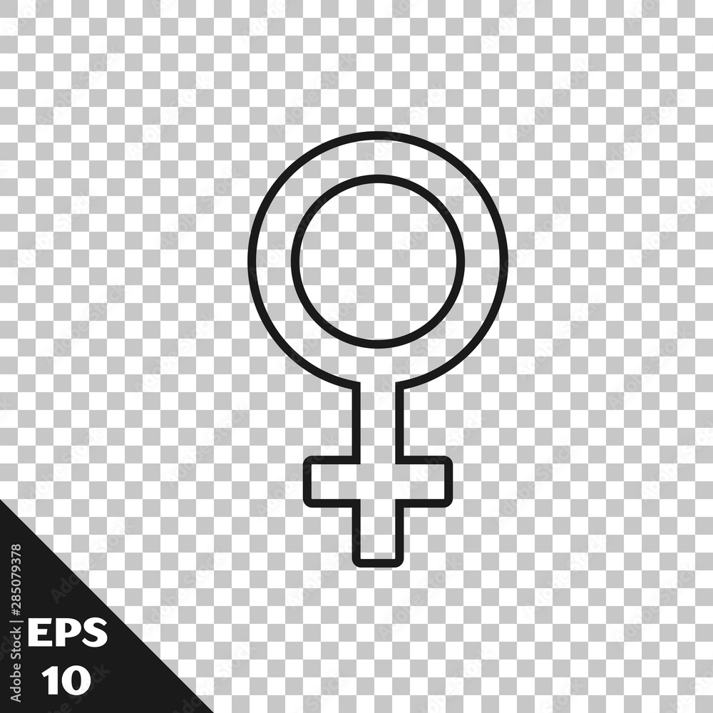 Black line Female gender symbol icon isolated on transparent background ...