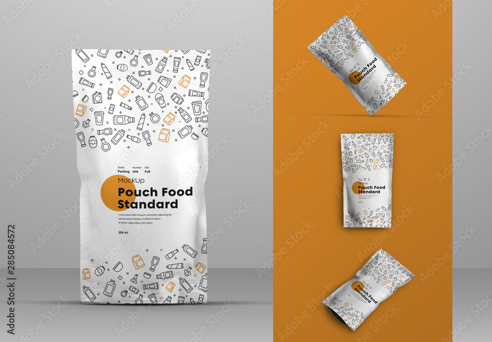 4 Food Pouch Mockups Stock Template | Adobe Stock