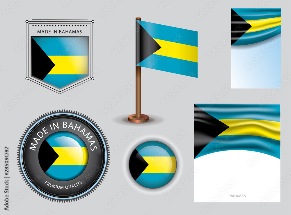 Made in Bahamas seal, Bahamian flag and color --Vector Art-- Stock ...