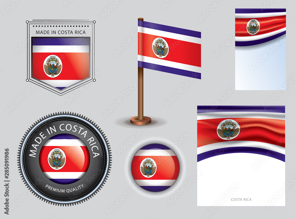 Made in Costa Rica seal, Costa Rican flag and color --Vector Art ...