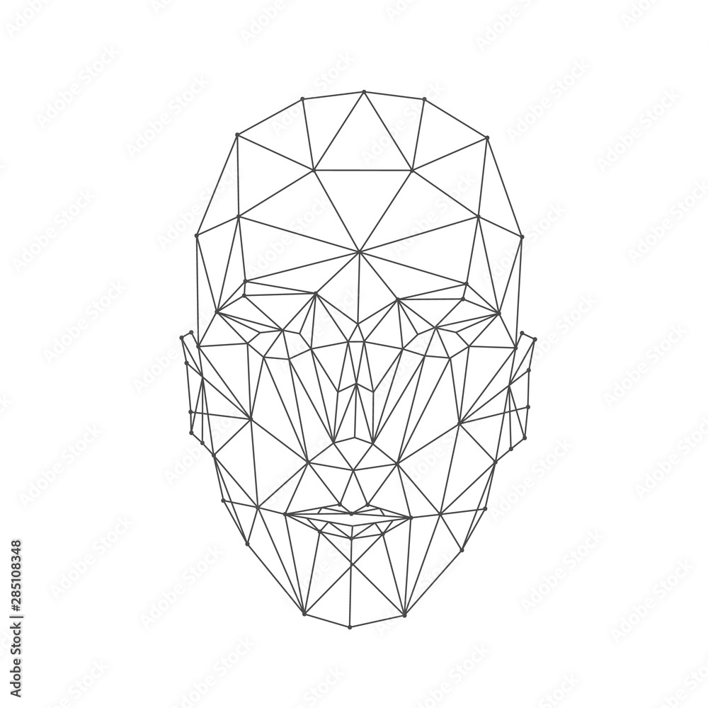 Vector illustration of human face in the form of a biometric scanning ...