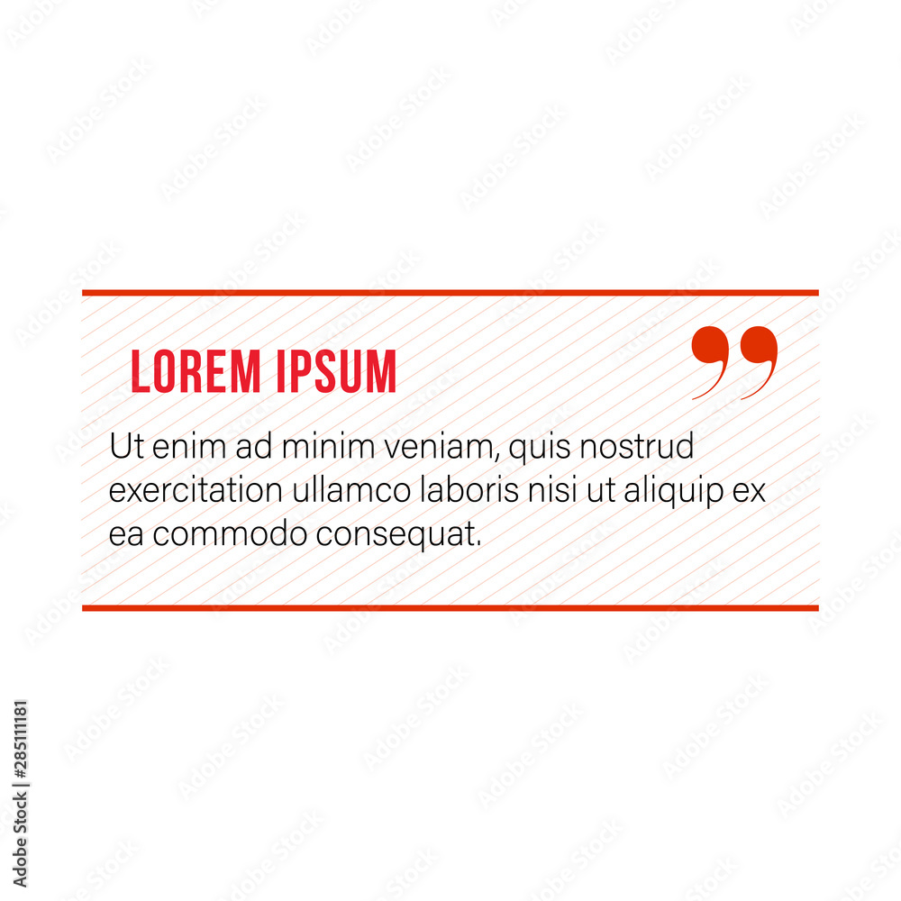 Red Innovative vector quotation with lines template in quotes. Creative ...